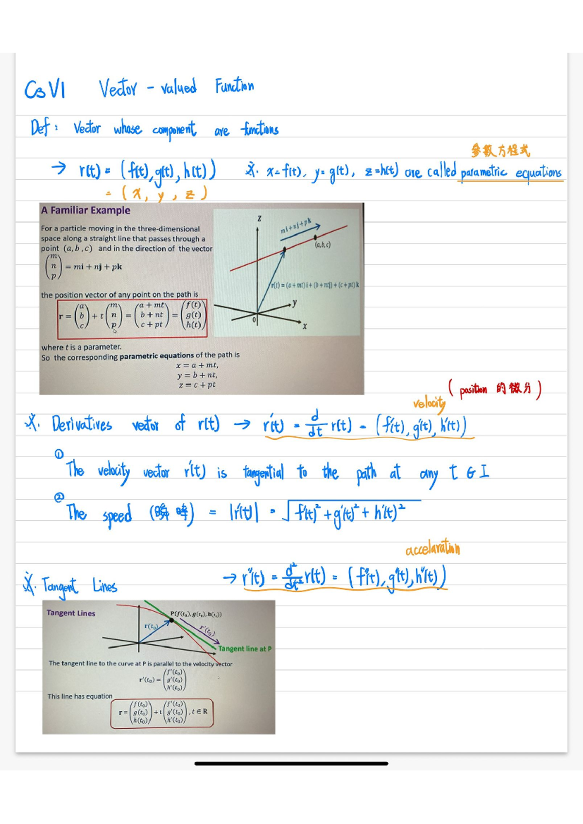 MA1511 Week 3: Vector-Valued Functions & Line Integrals - Studocu