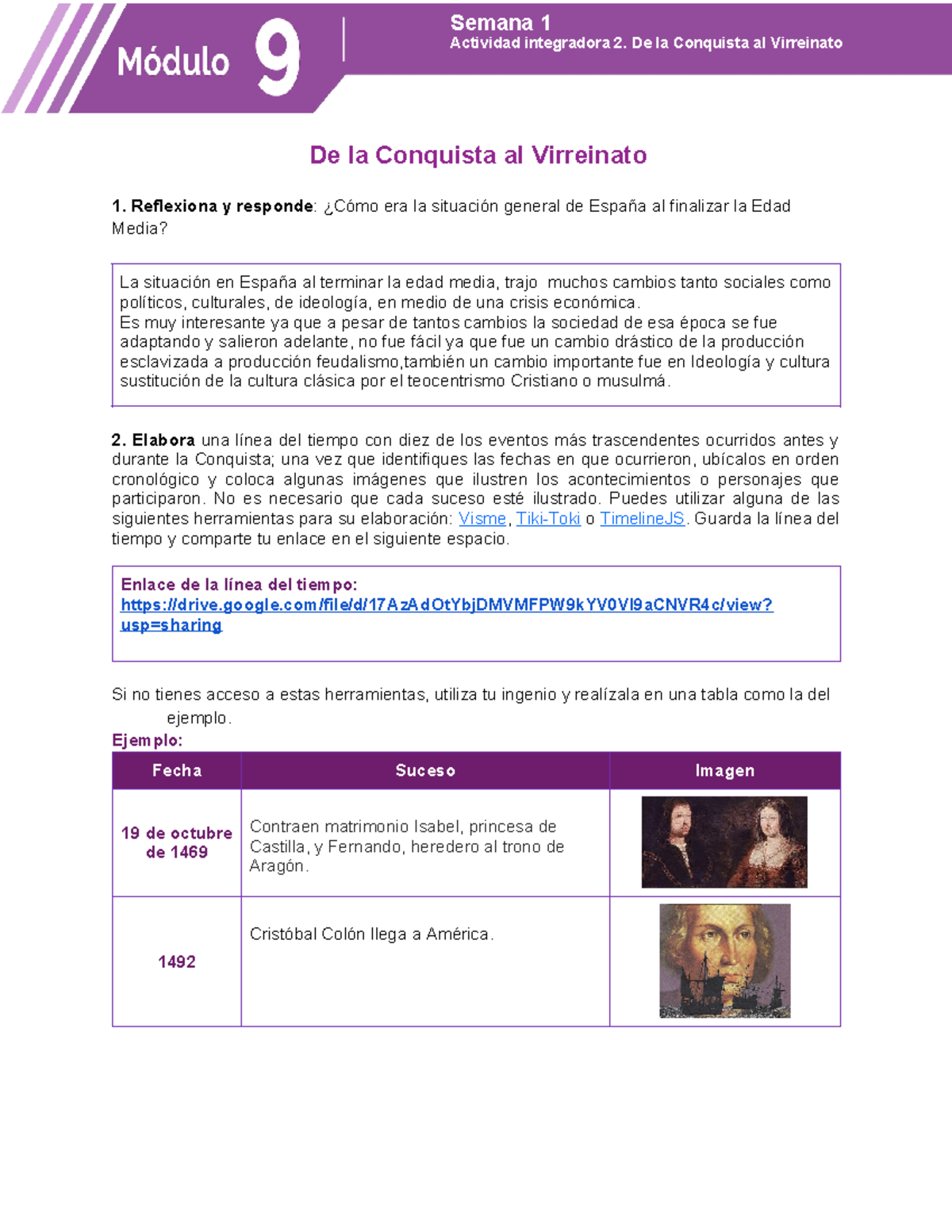 Actividad Integradora 2: De la Conquista al Virreinato (Módulo 9) - Studocu
