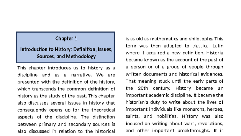 RIPH - Chapter 1: Introduction to History - Definition & Methodology ...