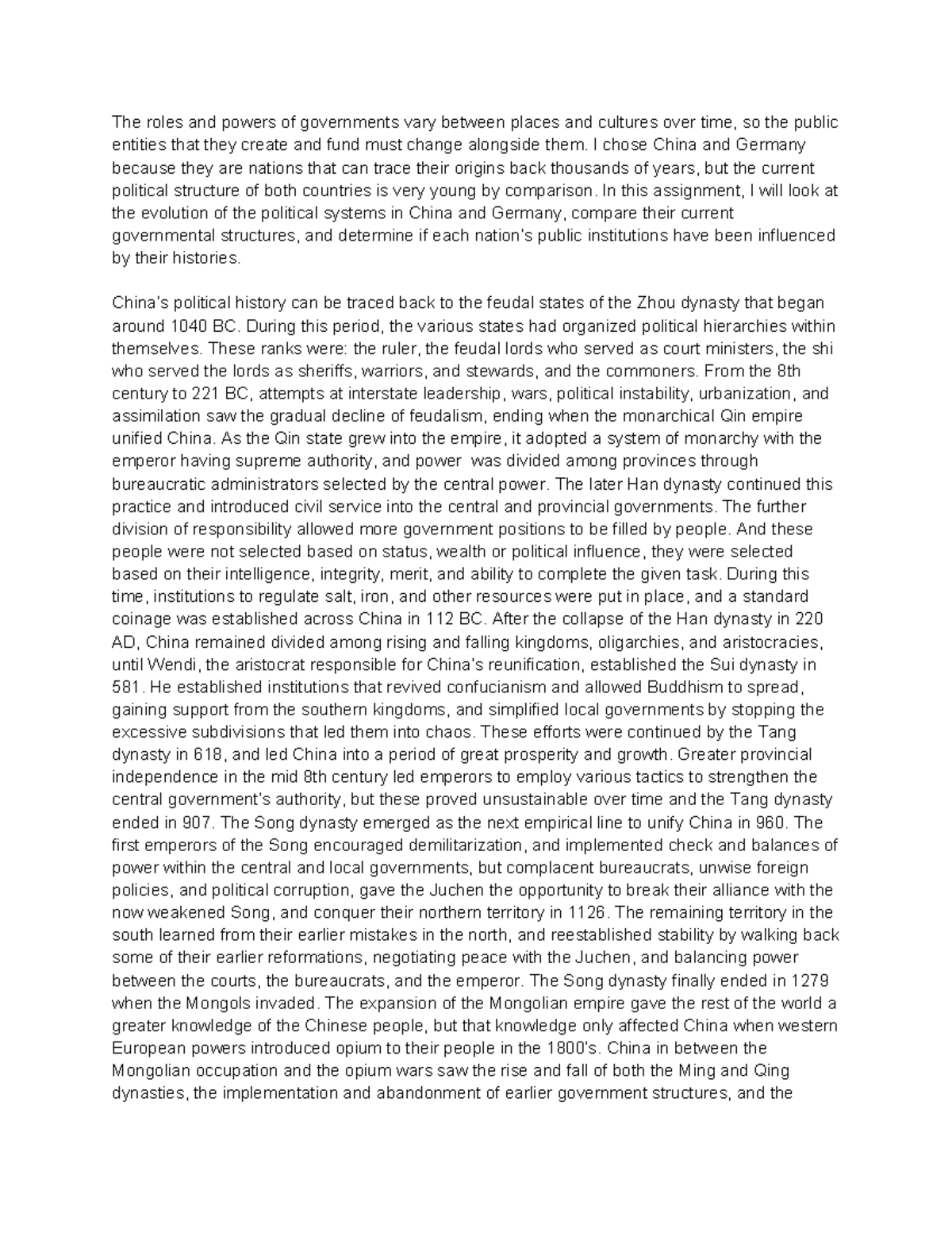 Comparative Analysis of Political Evolution in China and Germany (M3 ...