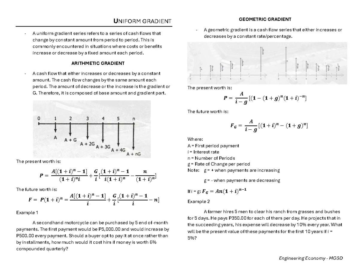 MGSD Engineering Economy: Uniform and Geometric Gradients Explained ...