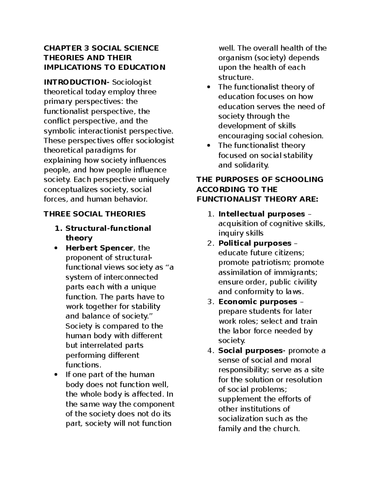 SOCIAL SCIENCE THEORIES & EDUCATION IMPLICATIONS (CHAPTER 3) - Studocu