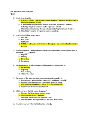 Quiz 1 - Quiz 1 - POS-110 American Government Quiz 1 Who was the chief ...