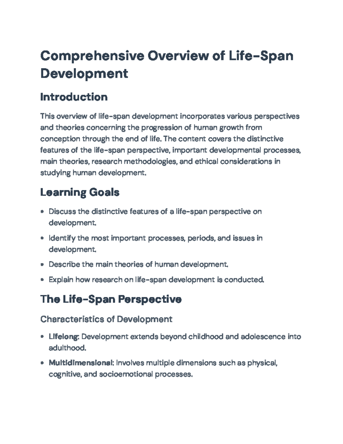 Lifespan Development PSY 101: Key Theories & Concepts Overview - Studocu
