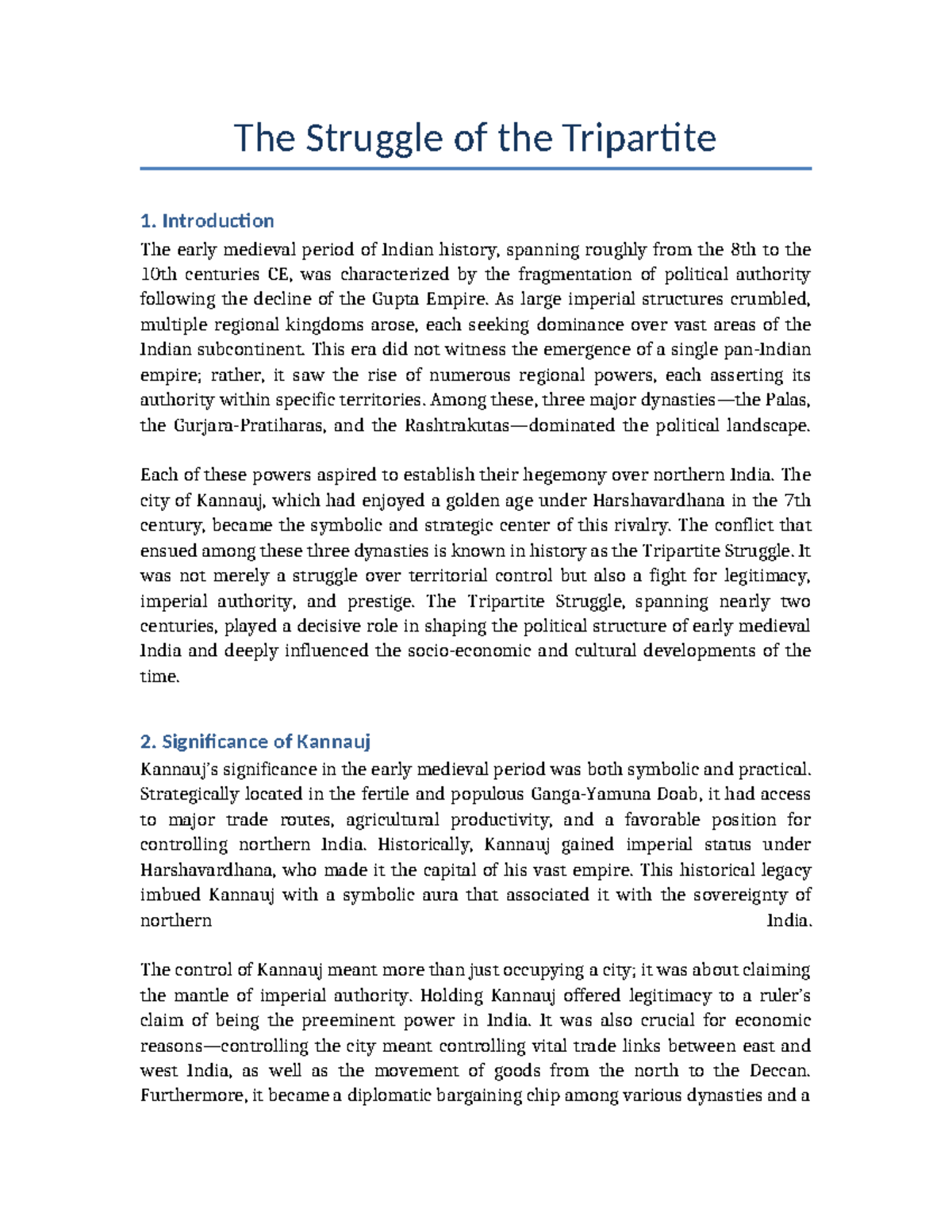 The Tripartite Struggle: Political Dynamics in Early Medieval India ...