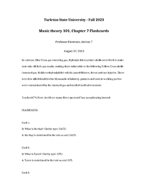 Music Theory 101 Chapter 7 Guide - Tarleton State University - Fall ...