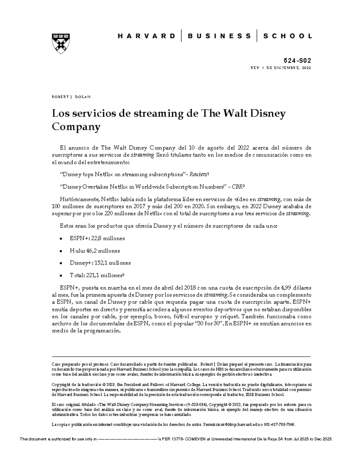 Caso Disney - Optimización del Servicio al Cliente de Netflix (PER ...