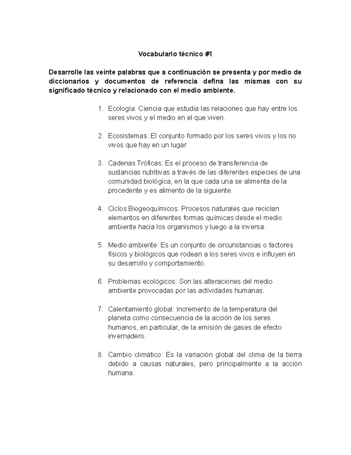 01 Vocabulario Técnico: Definiciones Esenciales del Medio Ambiente ...