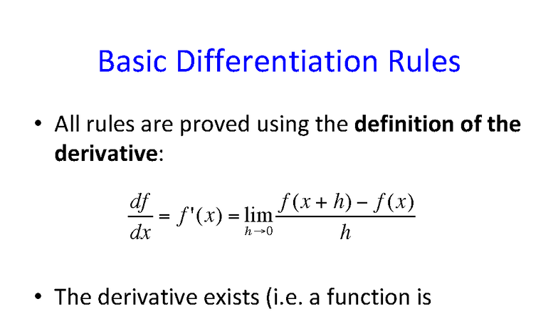 Basic Differentiation Rules: Derivatives and Their Proofs - Studocu