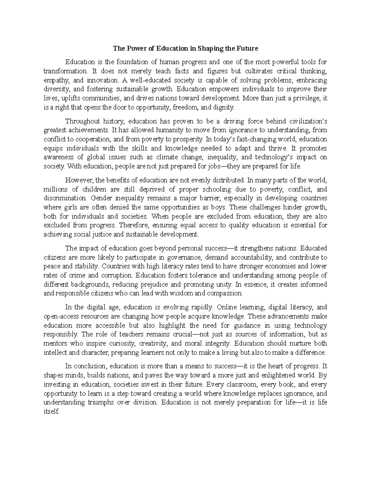 The Impact of Education on Future Societies: A Comprehensive Overview ...