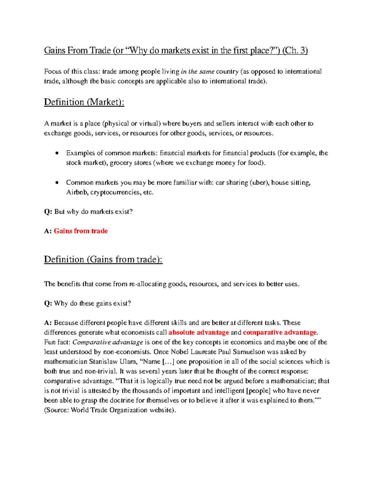 Gains from Trade: Comparative & Absolute Advantage (Econ 101, Ch. 3 ...