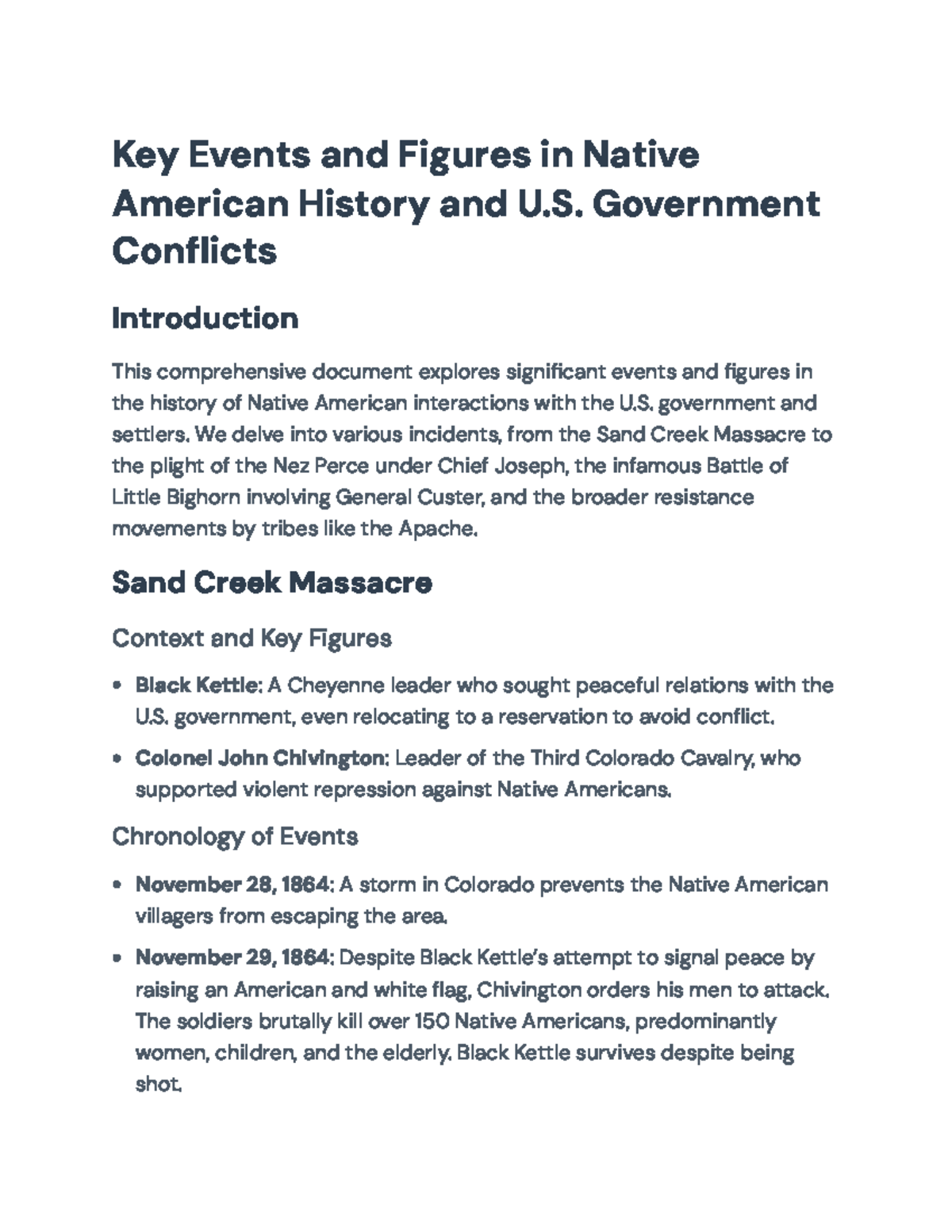 Key Events and Figures in Native American History and U.S. Gov ...