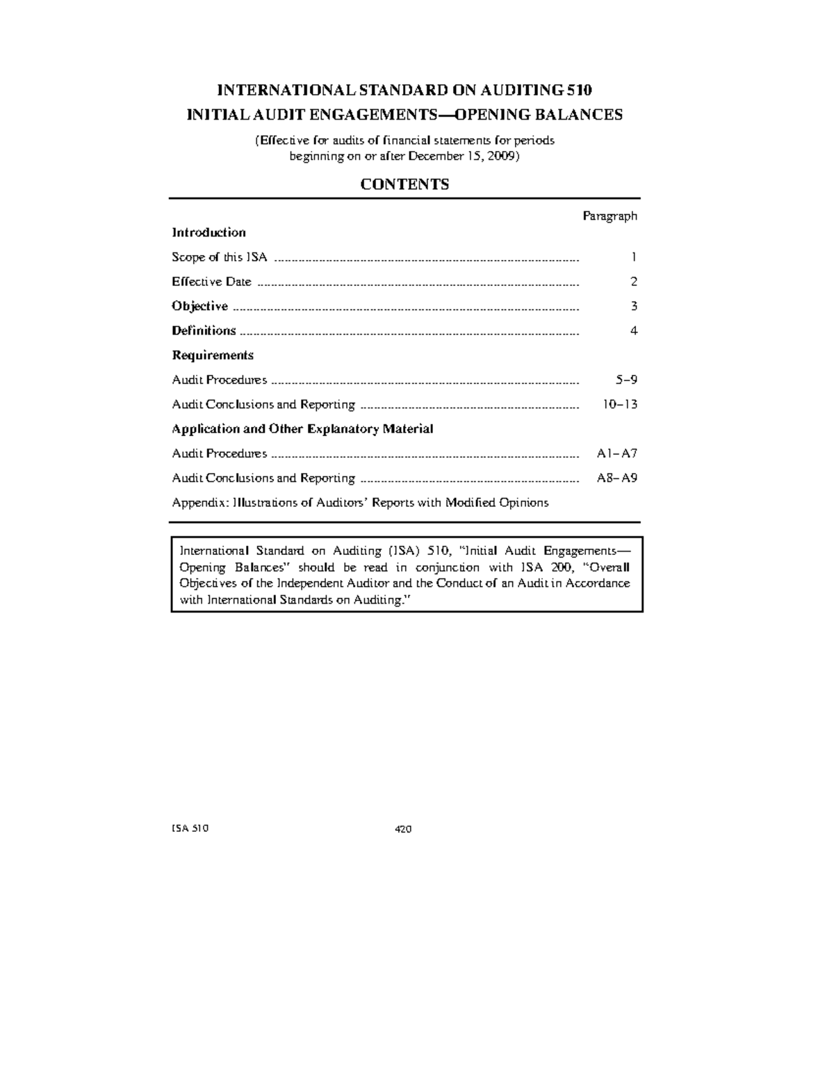 ISA 510 Auditing: Initial Engagements & Opening Balances Guidelines ...