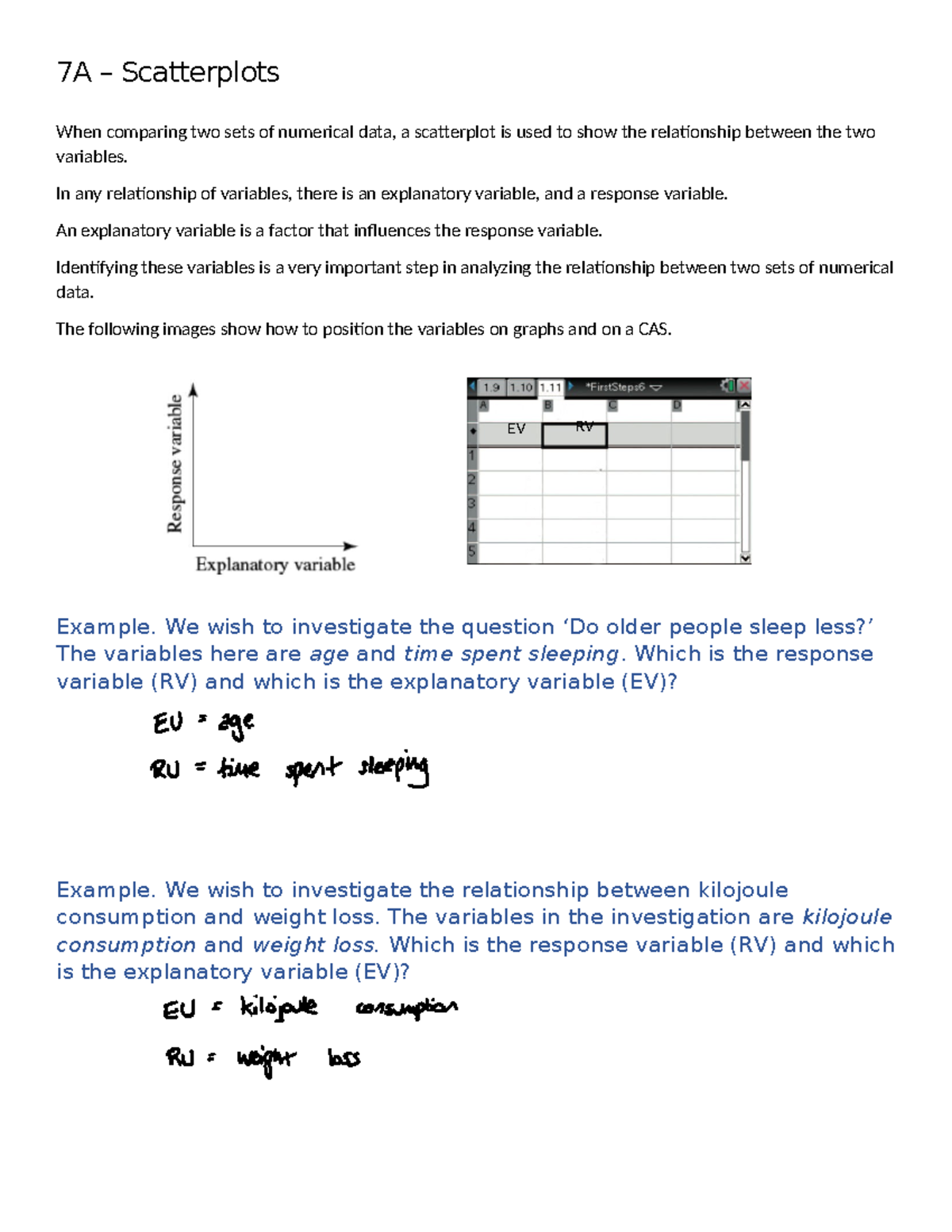 7A – Understanding Scatterplots: Analyzing EV and RV Relationships ...