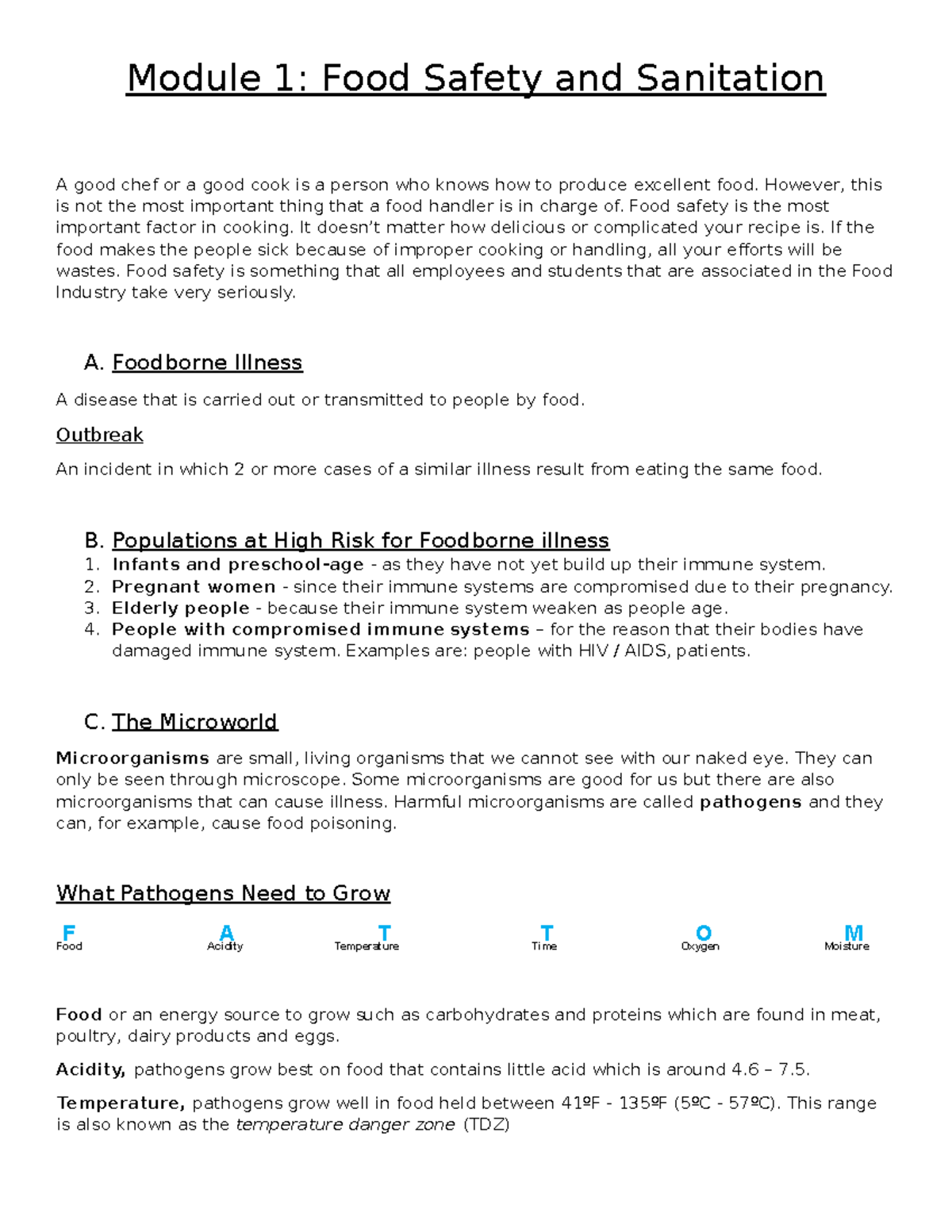 Module 1 - Food Safety and Sanitation - However, this is not the most ...