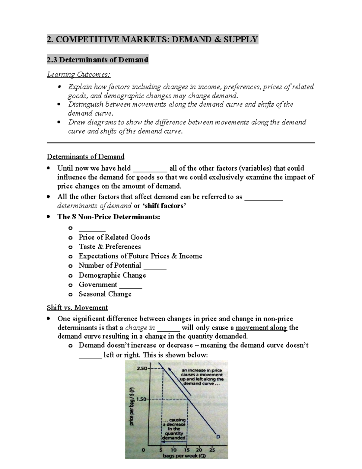 Determinants of Demand: Key Concepts and Non-Price Factors - Studocu