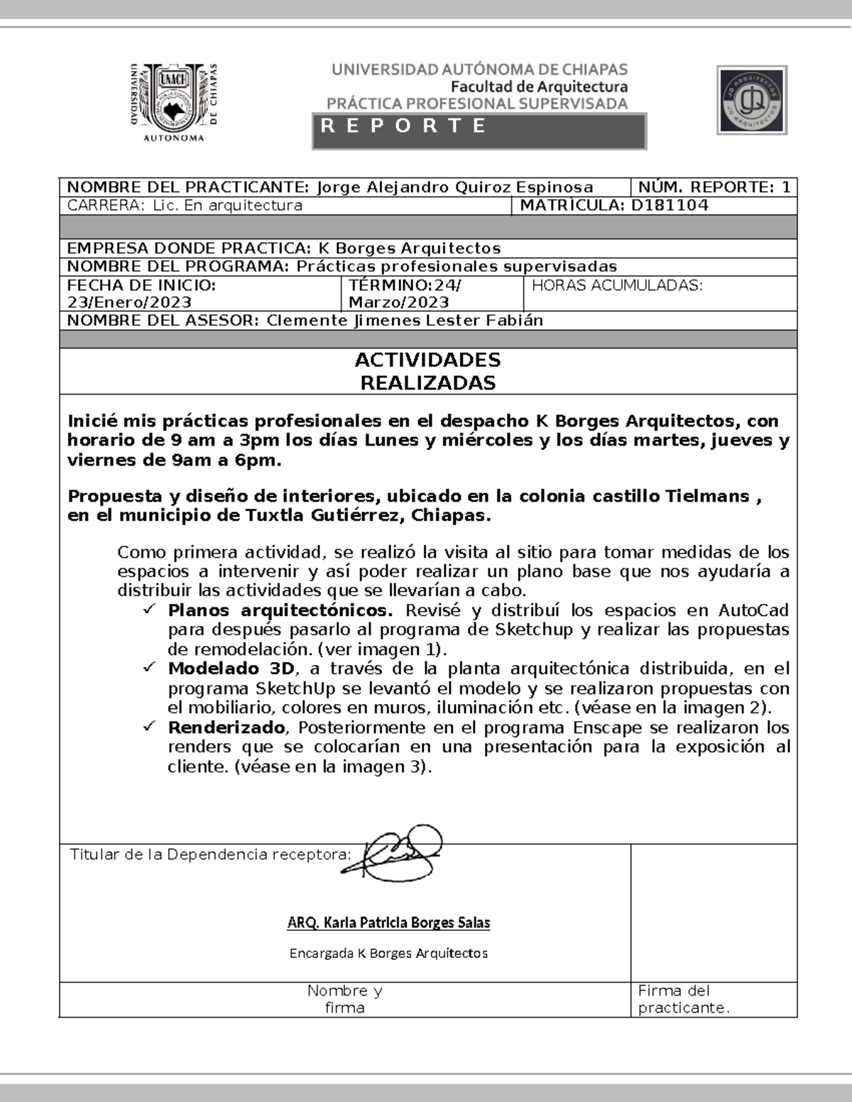 Reportes de Prácticas Profesionales - Lic. en Arquitectura D181104 ...