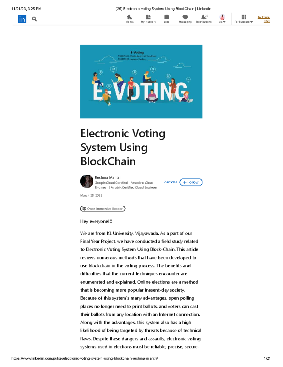 Final Year Project: Electronic Voting System Using Blockchain (CS 25) - Studocu