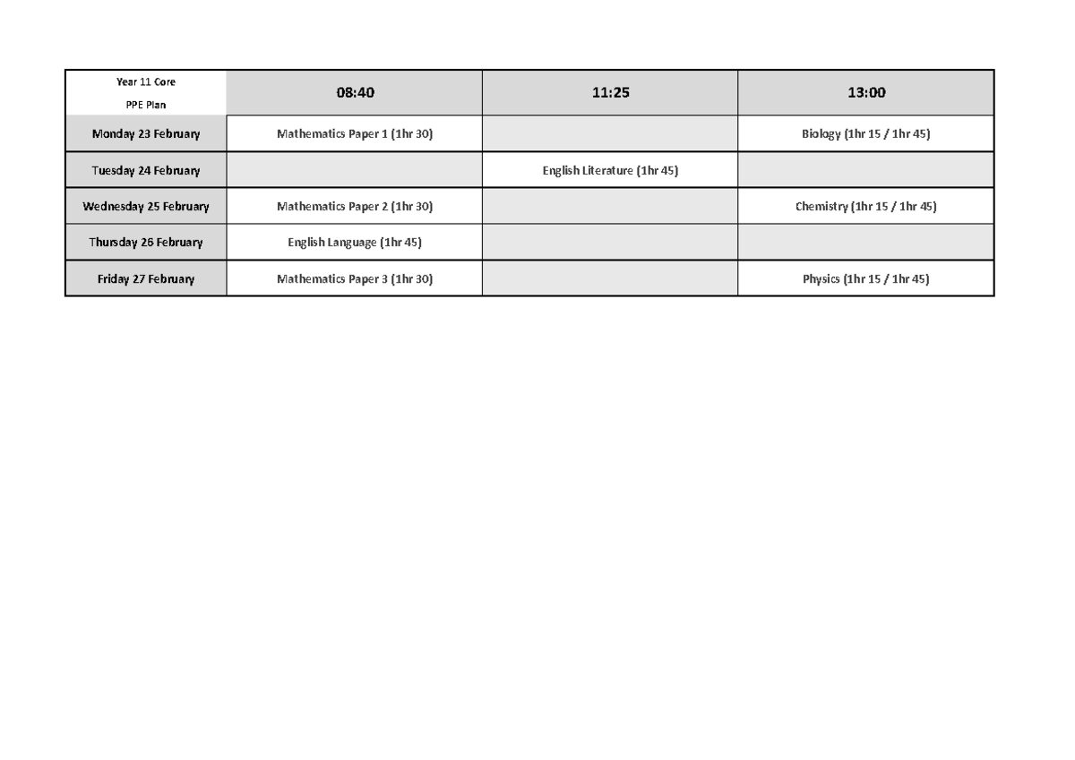 February Y11 Core PPE Plan - Computer Science - Year 11 Core PPE Plan ...