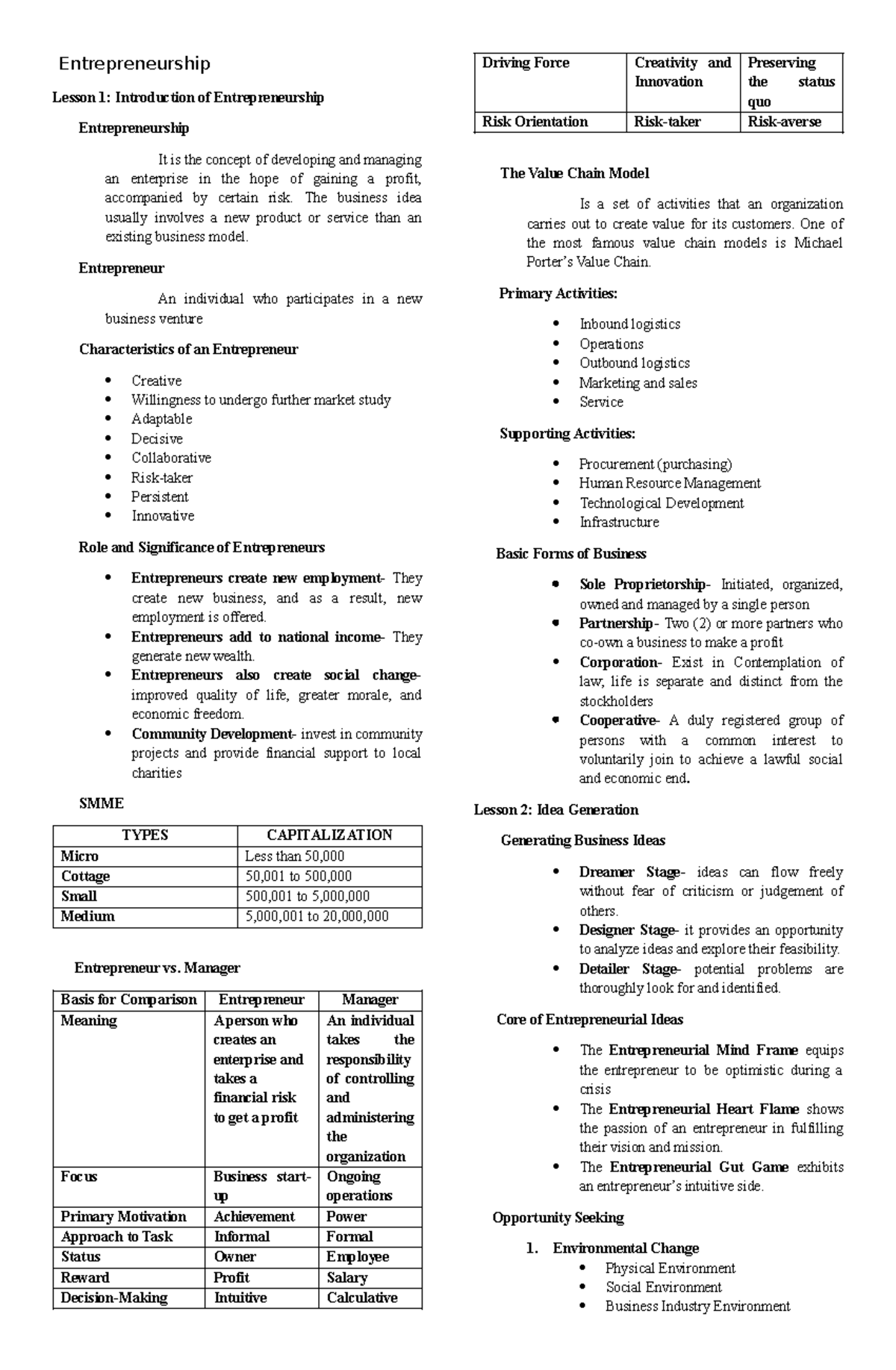 Entrepreneurship Lessons - Entrepreneurship Lesson 1: Introduction of ...