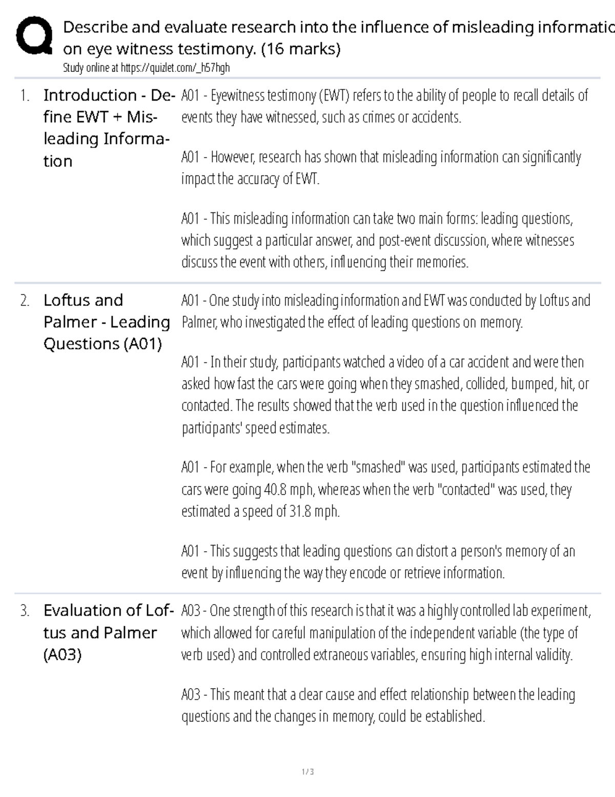 D+E Research on Misleading Information's Impact on Eyewitness Testimony ...