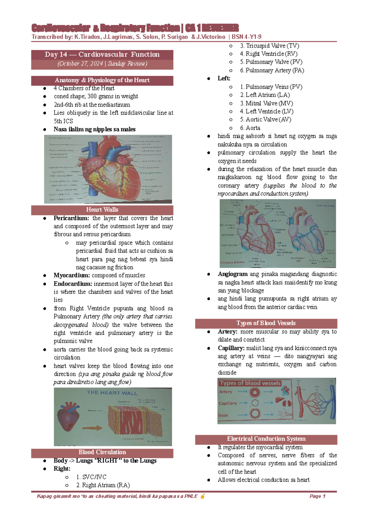 DAY 14 Cardiovascular & Respiratory System CA1 Review - Transcribed by ...