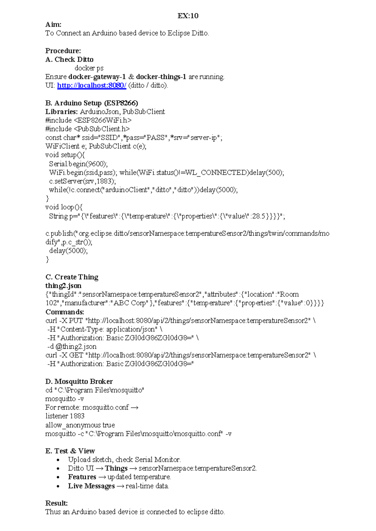EX10 (IOT) - Ex10 - EX: Aim: To Connect an Arduino based device to ...