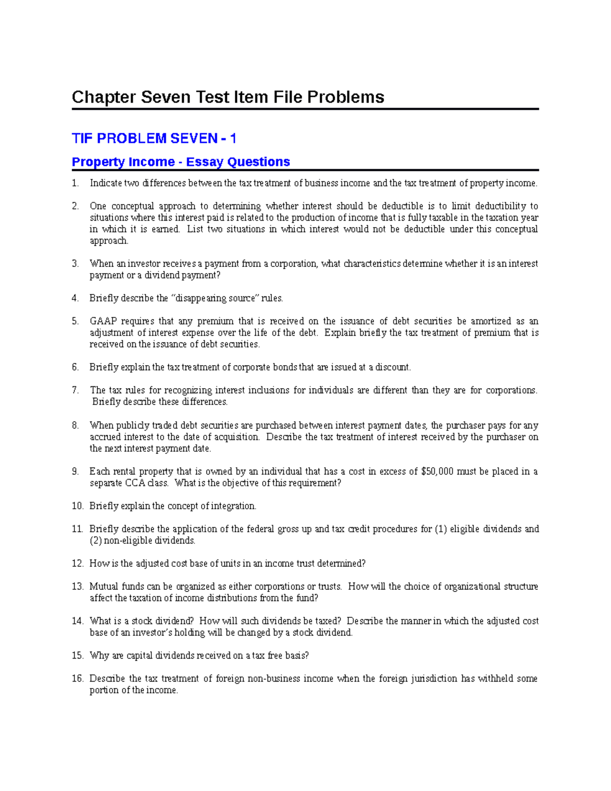Ch7 Property Income Test Bank Answers & Solutions for TIF - Studocu