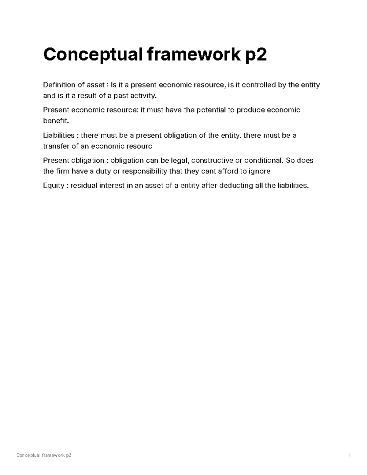 Conceptual Framework P2: Definition of Assets, Liabilities, and Equity ...