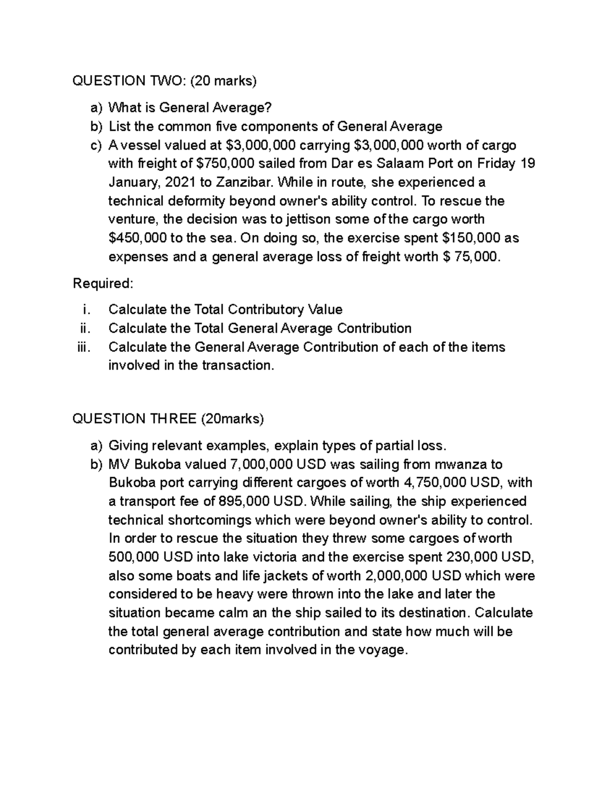 Insurance QN - I need to some examples to gain knowledge on the ...