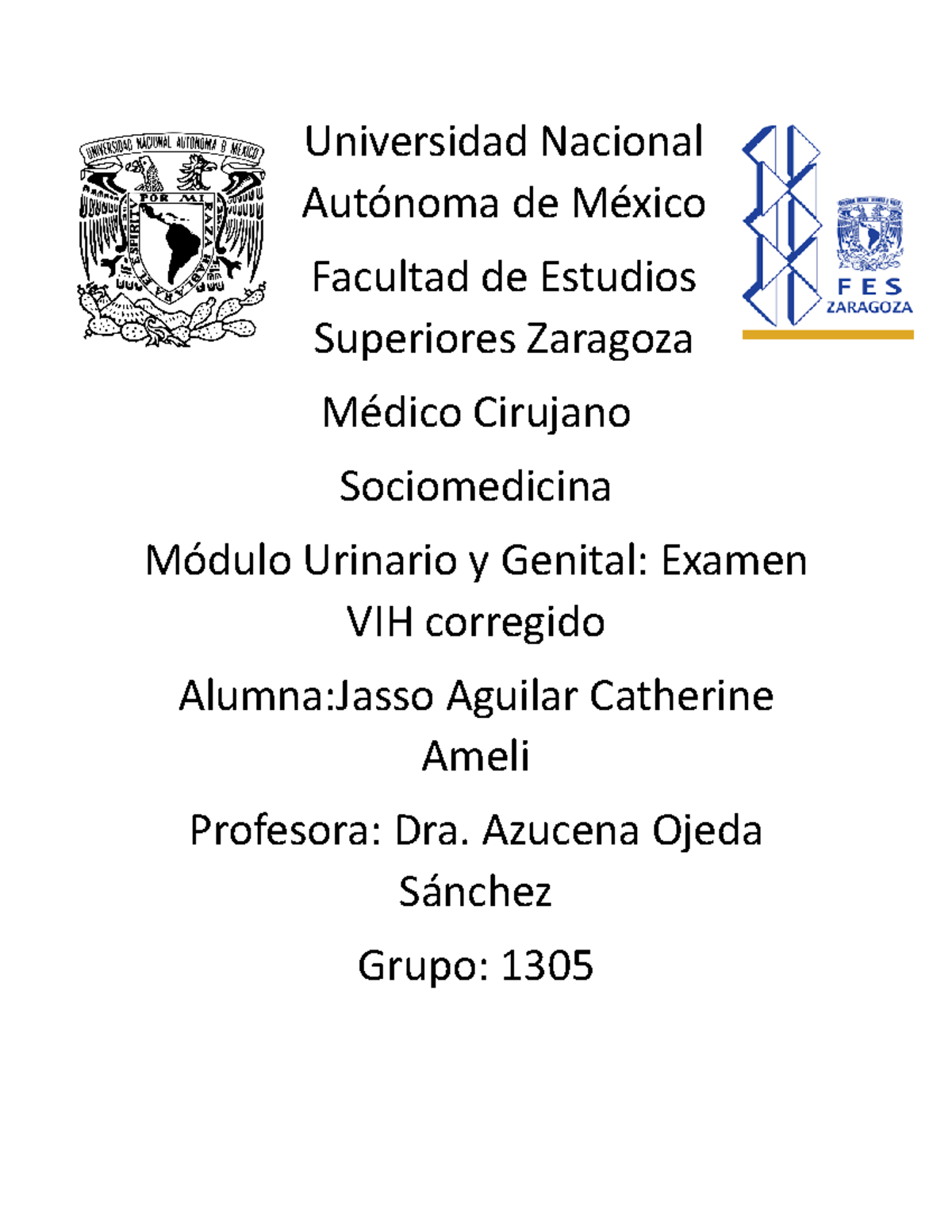 1305. Examen Corregido sobre VIH/SIDA - Módulo Urinario y Genital - Studocu