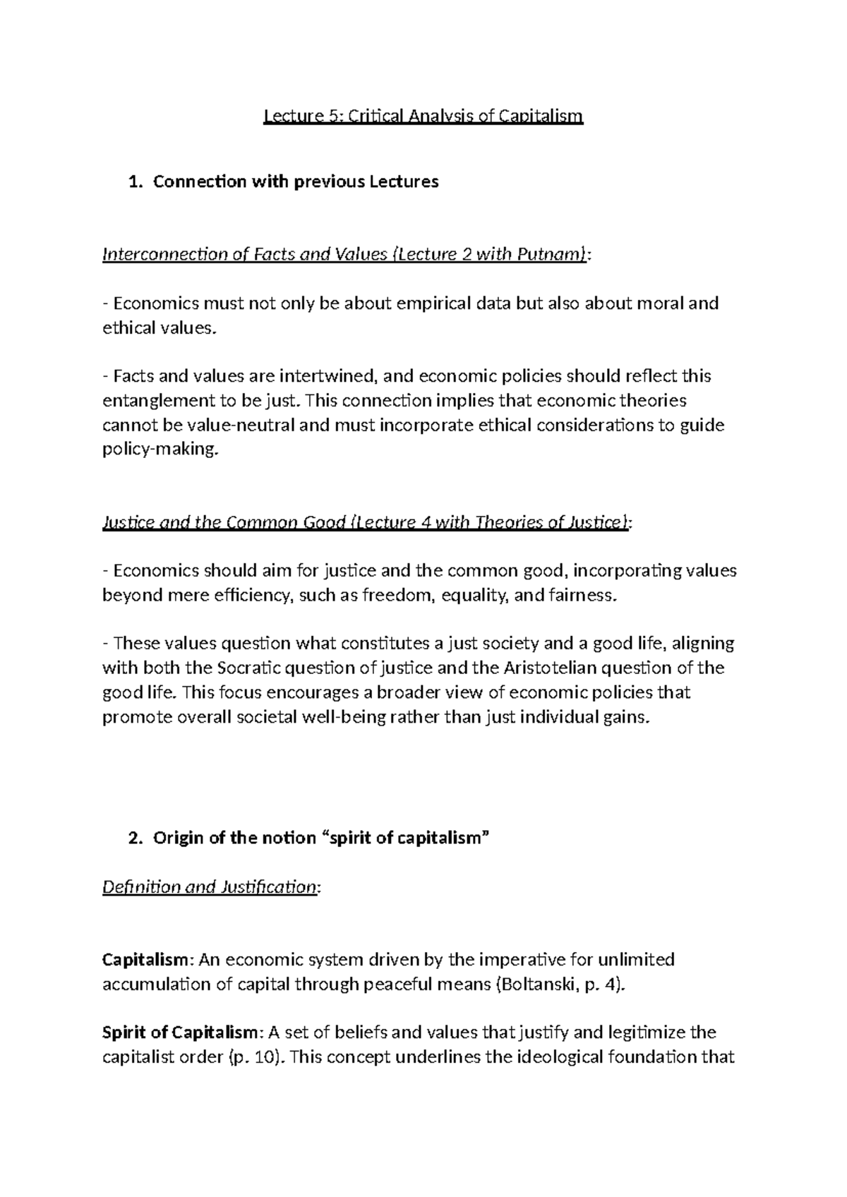 Lecture 5: Critical Analysis of Capitalism and Its Ethical Implications ...