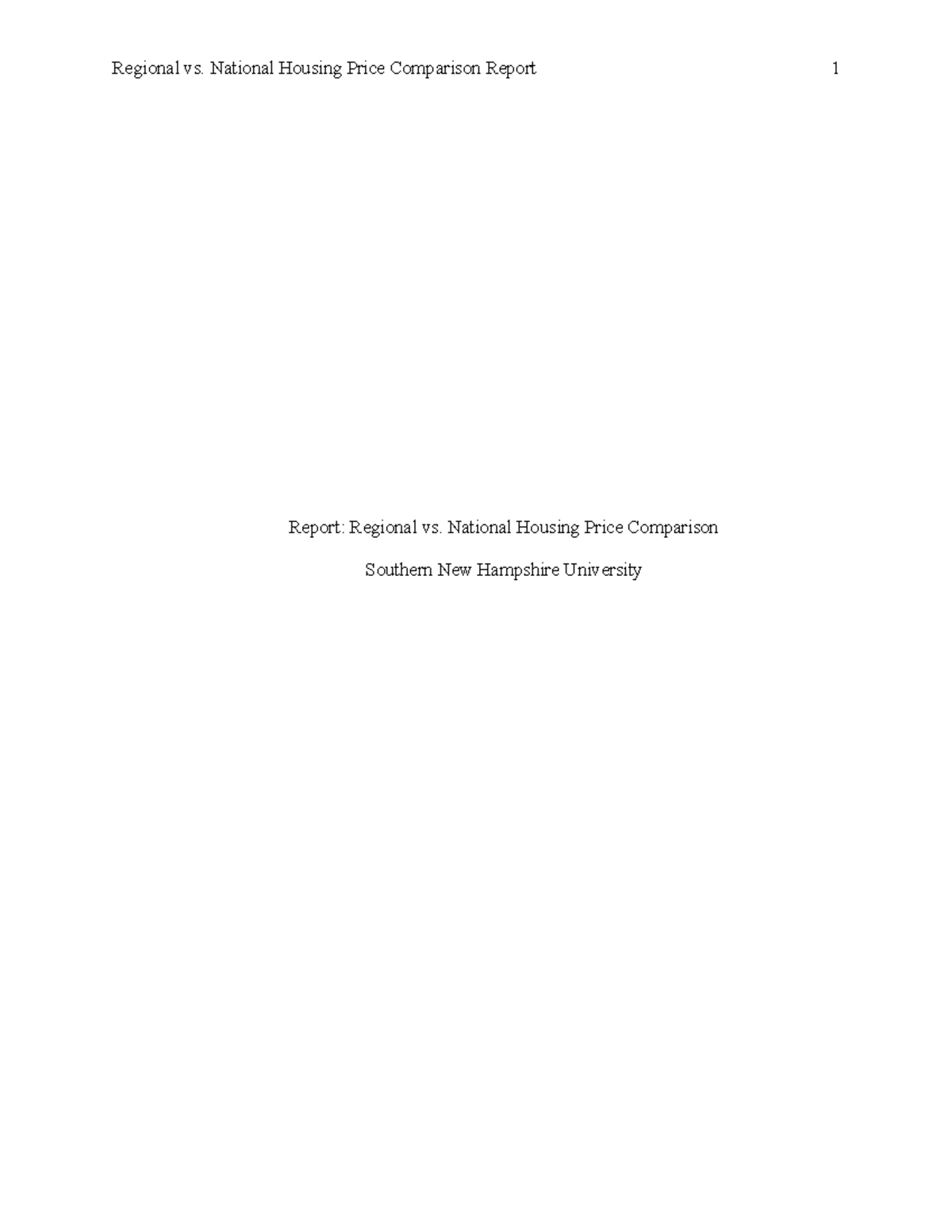 MAT 240 Project Two: Regional vs. National Housing Price Analysis - Studocu