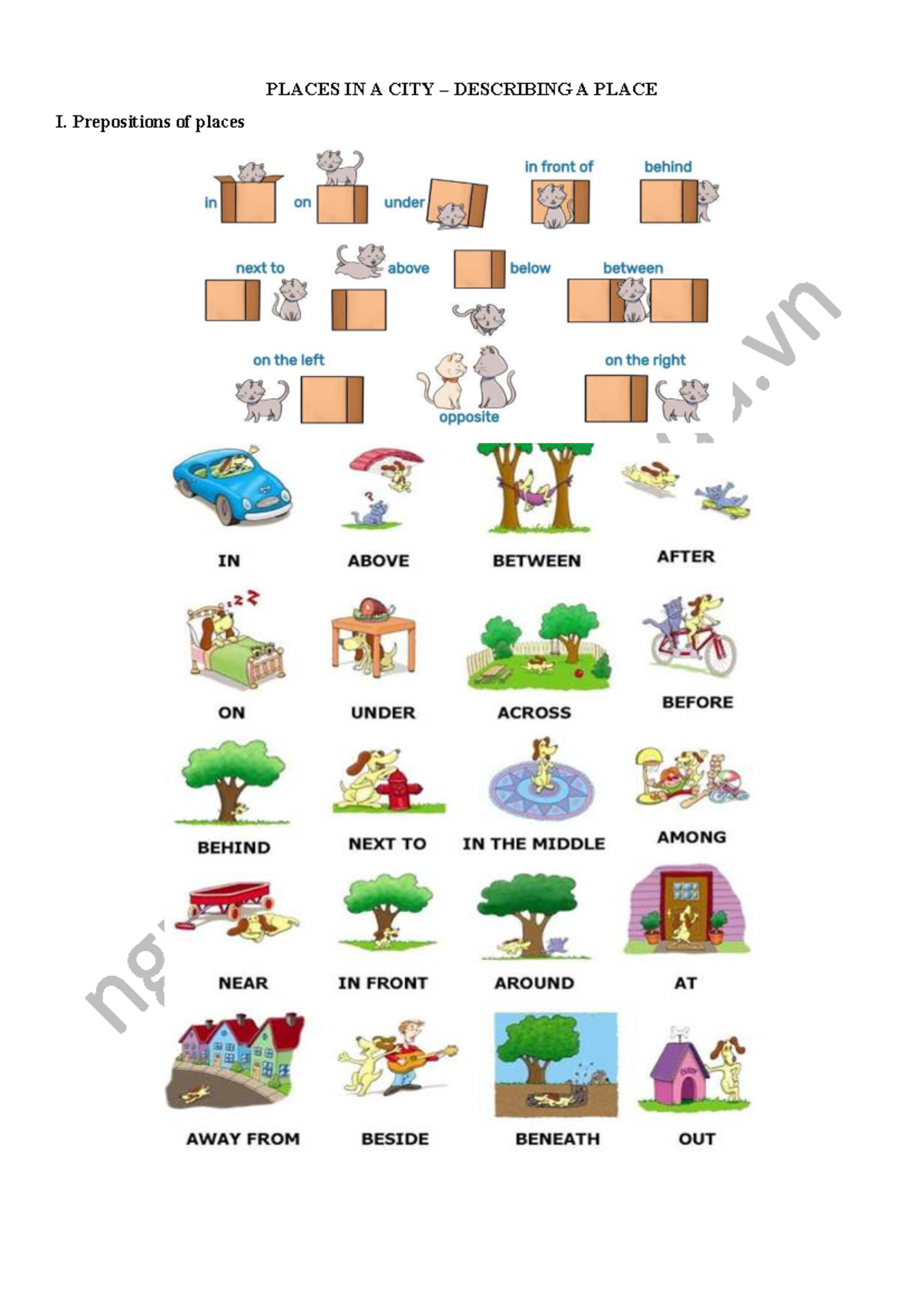 PLACES IN A CITY: PREPOSITIONS & ADJECTIVES EXERCISES - Studocu
