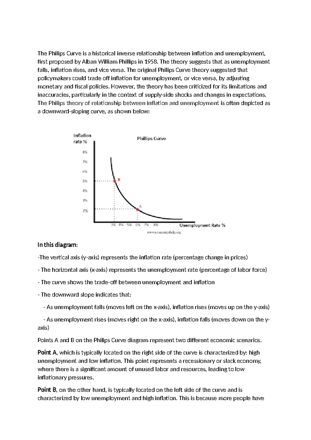 ECO 221 Assignment - The Philips Curve is a historical inverse ...
