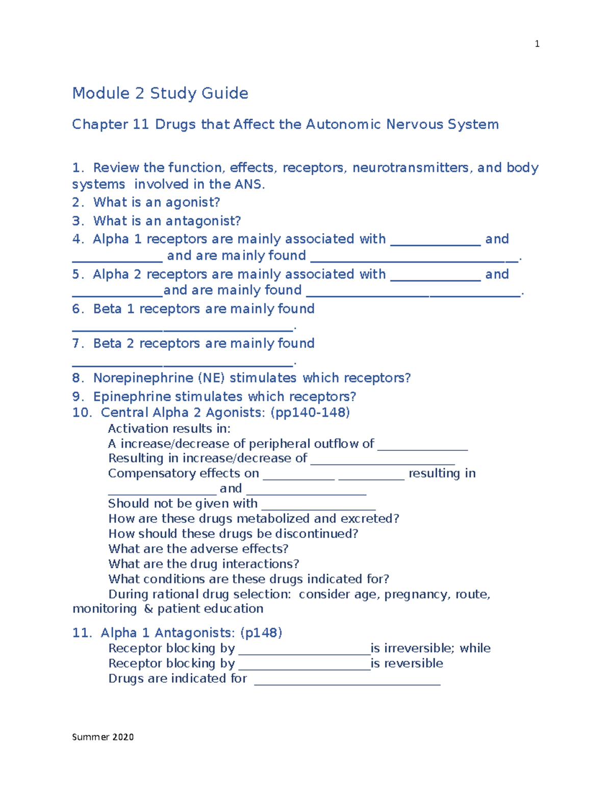 Module 2 Study Guide for Chapter 11 - 1 Module 2 Study Guide Chapter 11 ...