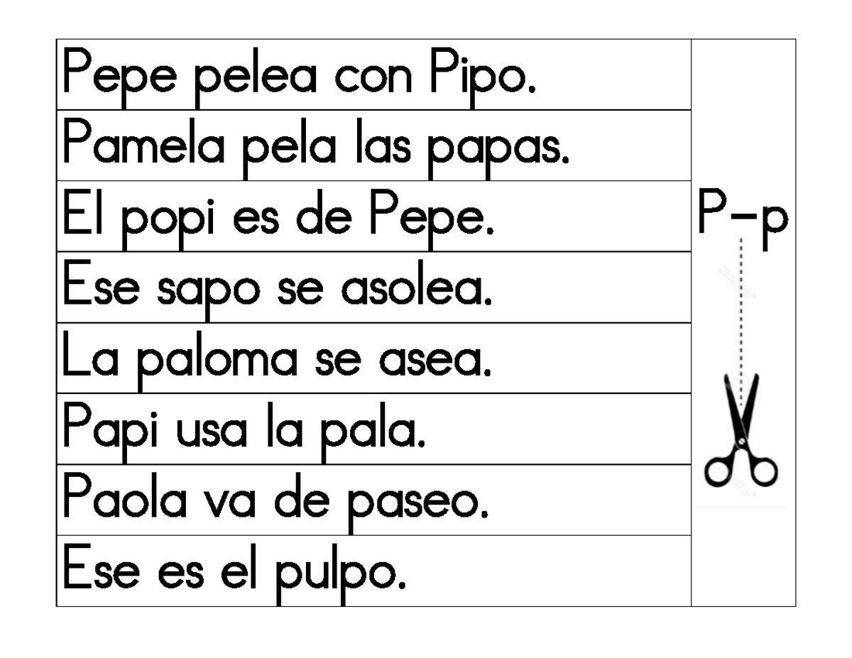 4- cartelera P - Palabras y oraciones con el fonema "P-p" - Pepe pelea ...