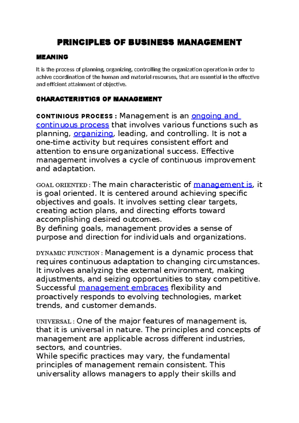Principles OF Business Management - PRINCIPLES OF BUSINESS MANAGEMENT ...