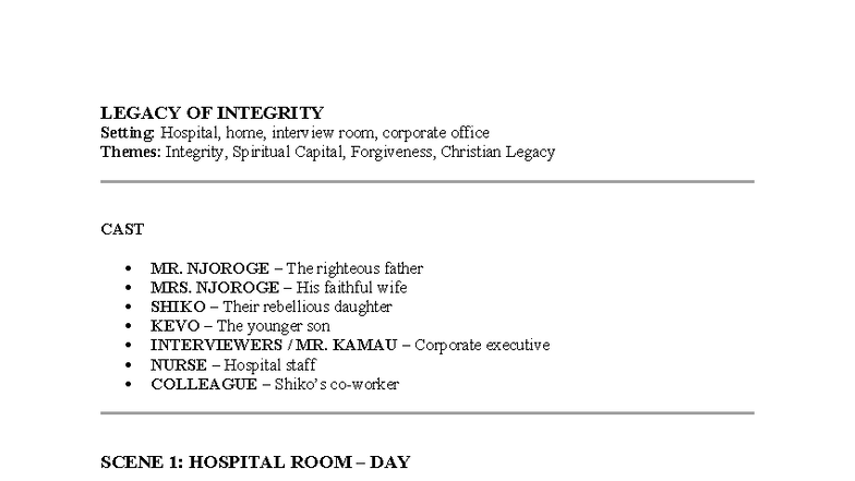 Legacy of Integrity - Learning Insights and Themes - Studocu