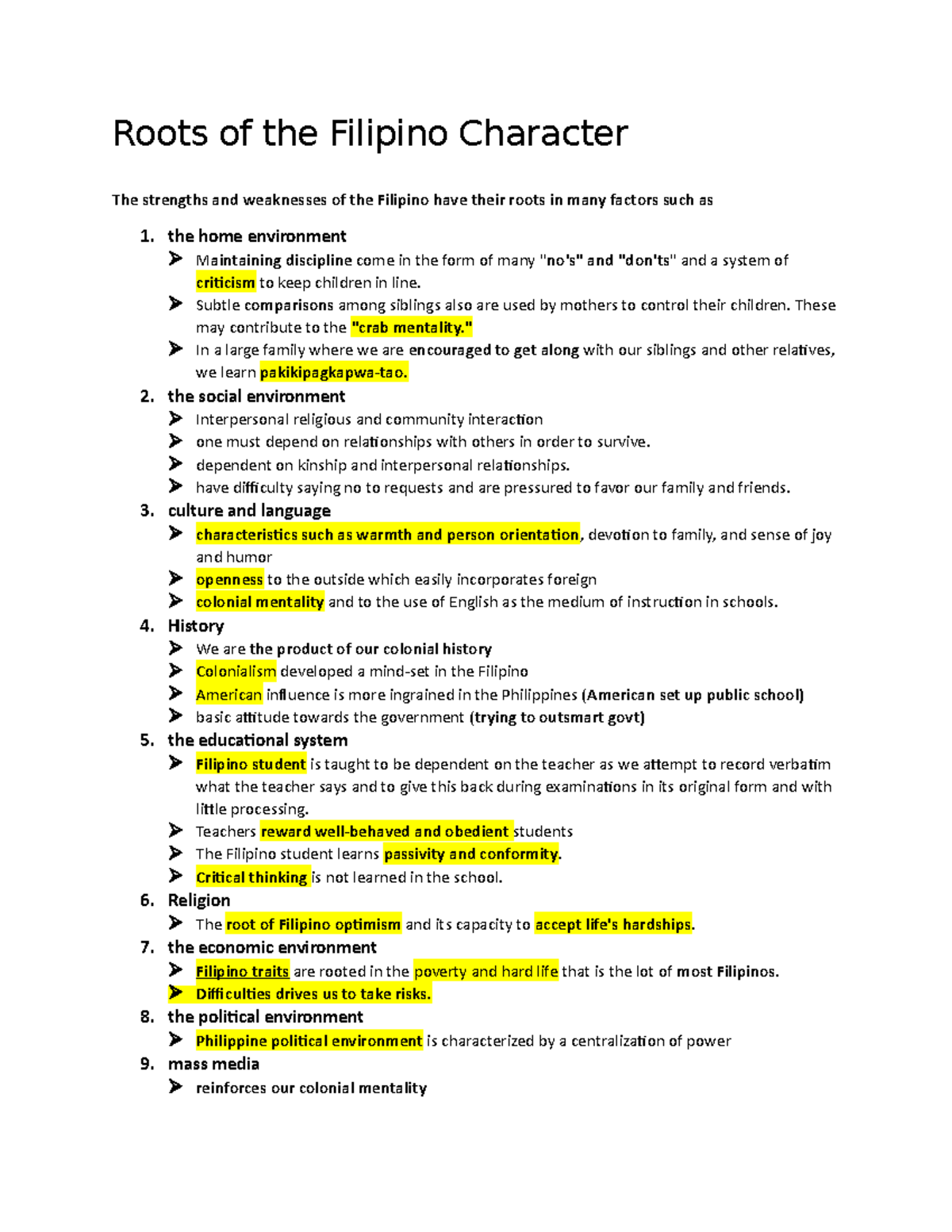 Roots of the Filipino Character - Ethics - PangSU - Studocu