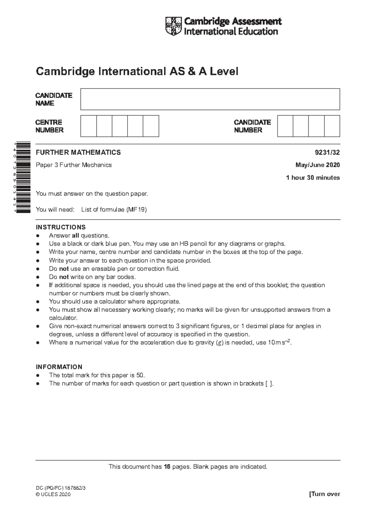 Cambridge International AS A Level 4 0 7 3 6 5 0 1 4 1 FURTHER ...