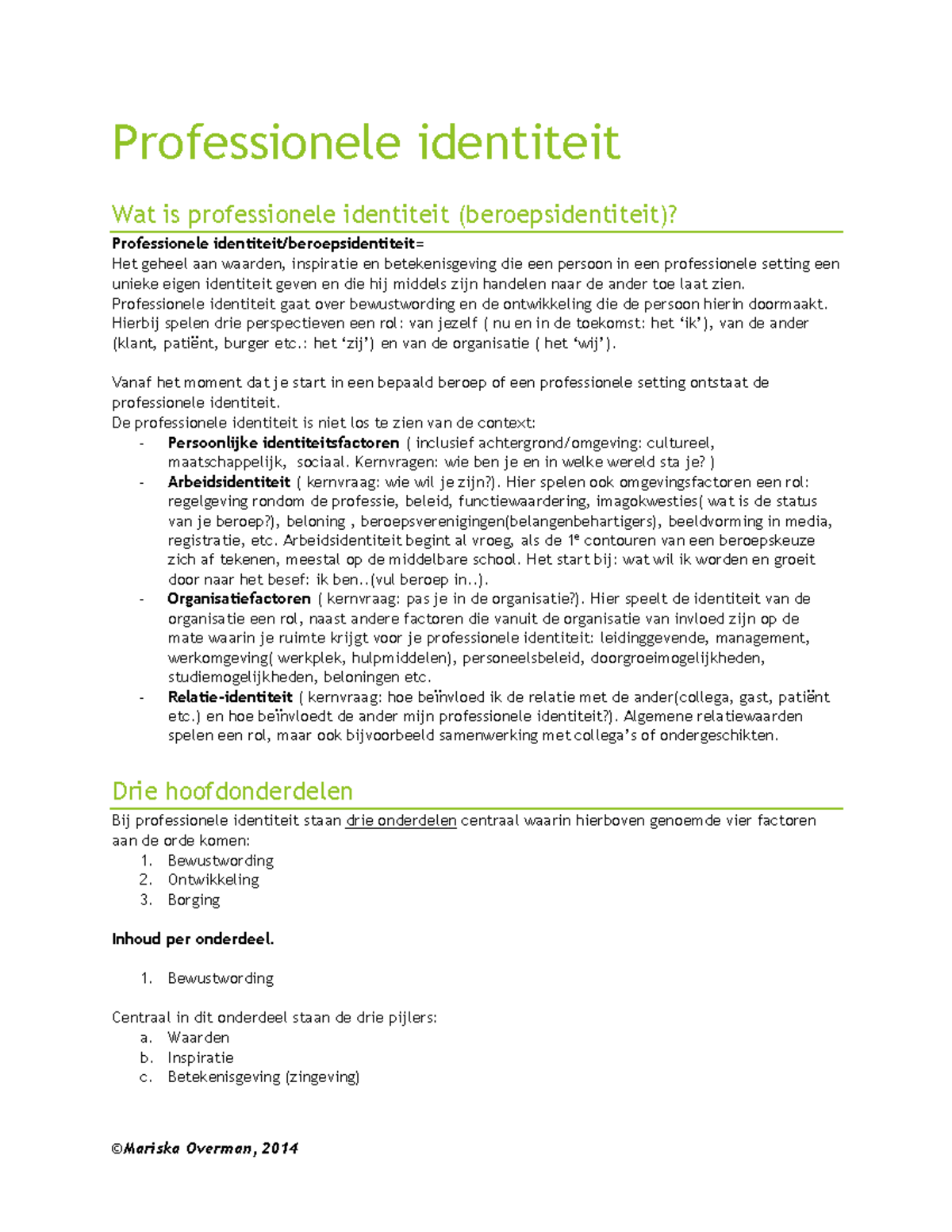 Professionele Identiteit en Beroepsidentiteit: Kernconcepten en Ontwikkeling - Studeersnel
