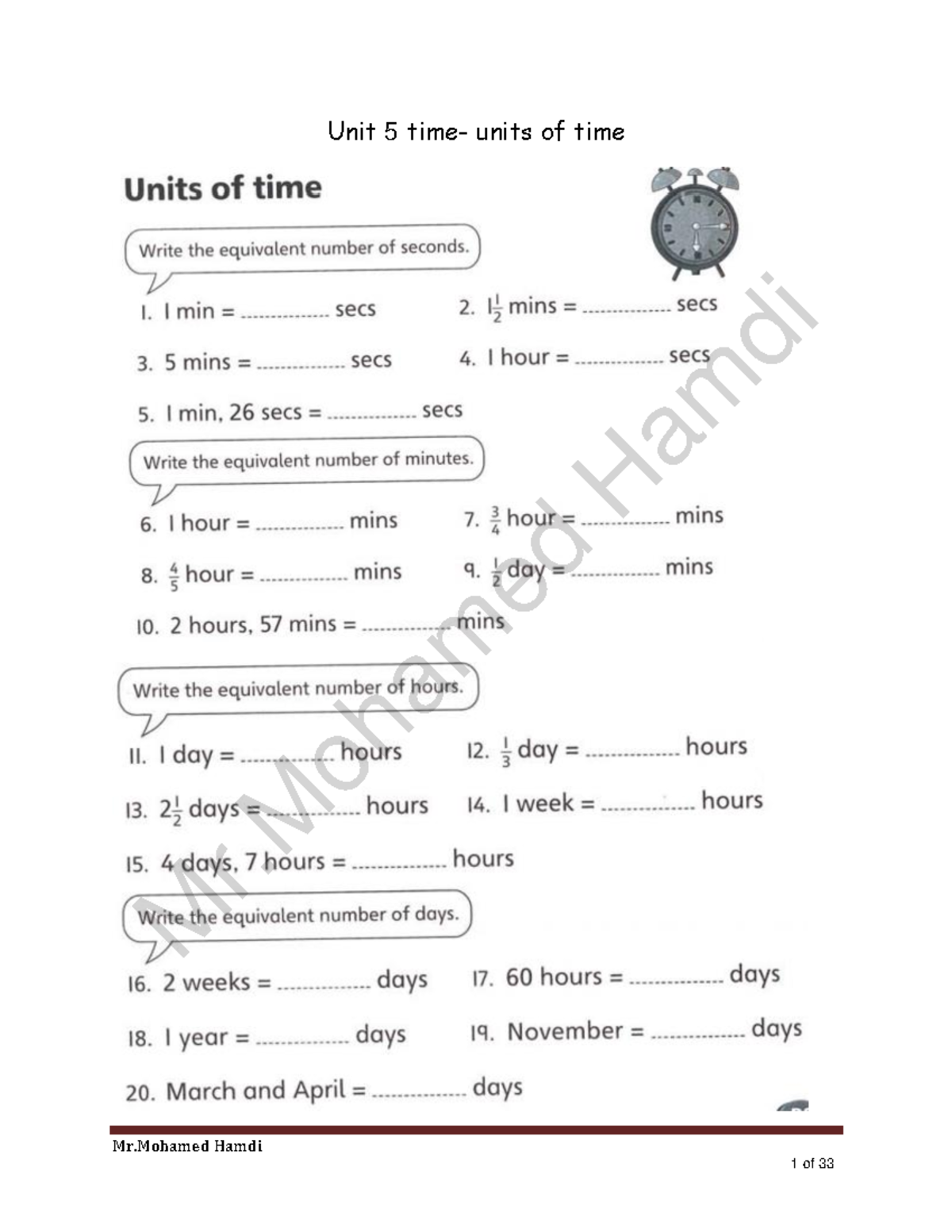 G5 IGCSE Unit 5-6: Time Concepts and Number Properties - Studocu
