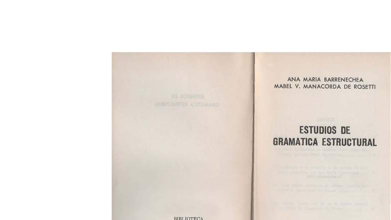 Estudios de Gramática Estructural: Clasificación y Funciones de ...