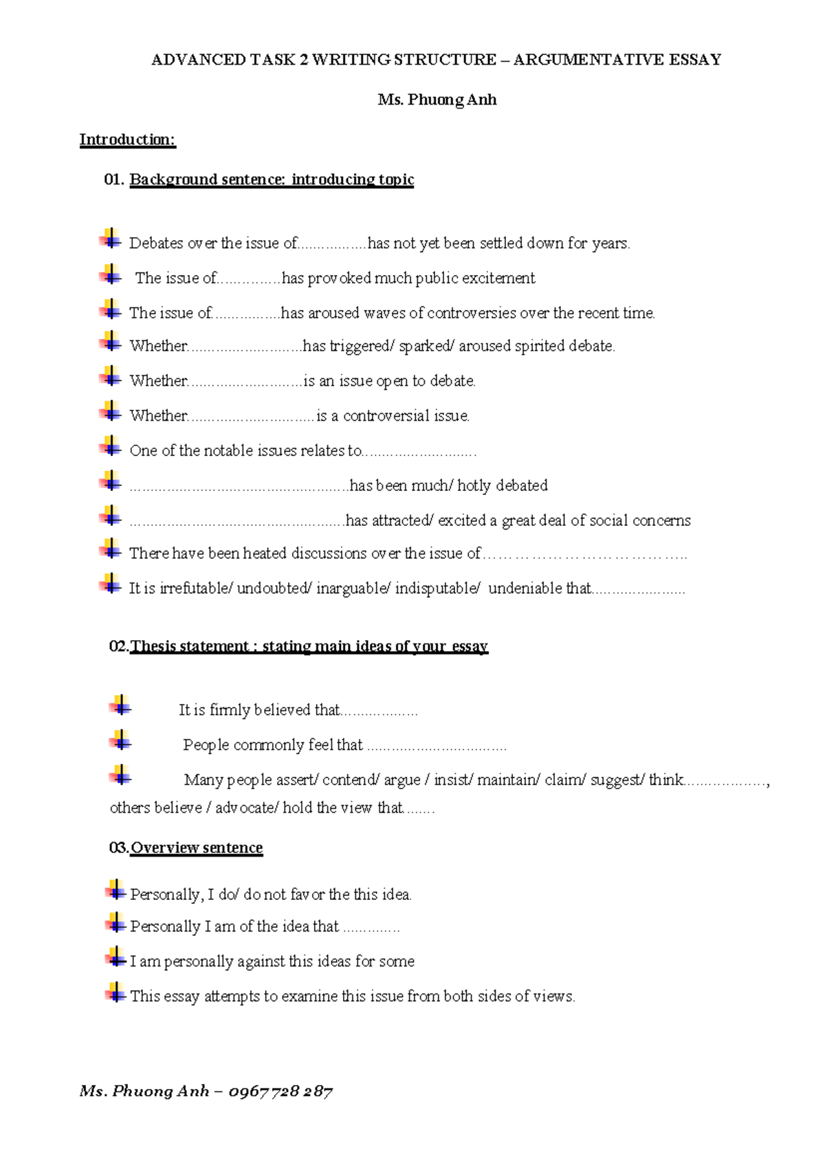 Framework - argumentative Essay Version 1 - ADVANCED TASK 2 WRITING ...