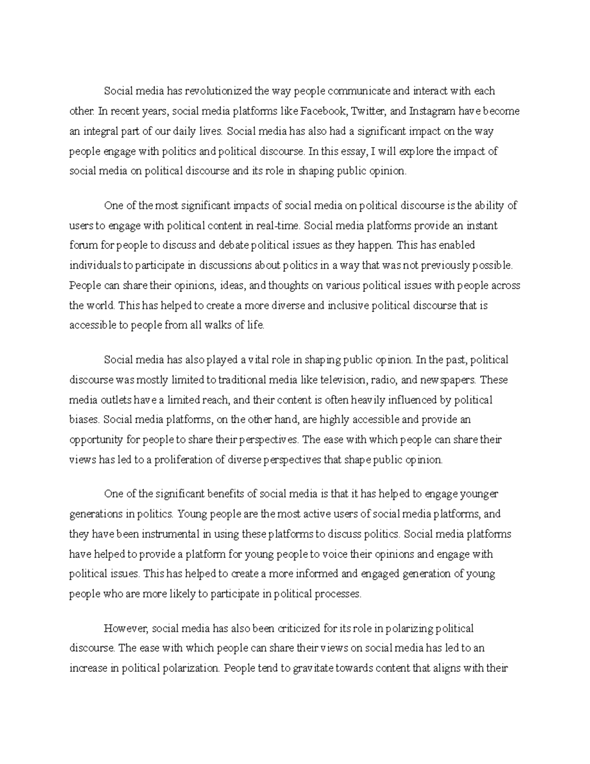 The Impact of Social Media on Political Discourse - Essay - Social ...