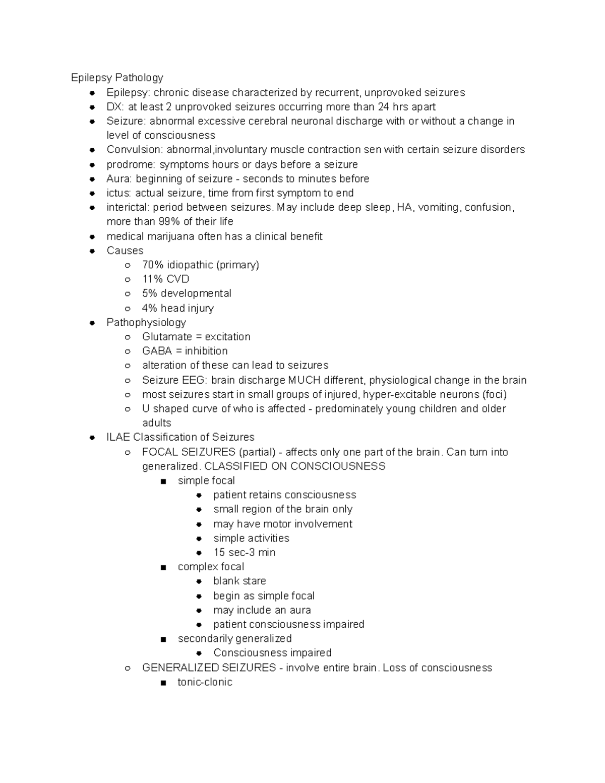 Epilepsy Pathology and Therapeutics Study Notes (NEUROLOGY BLOCK 3 ...