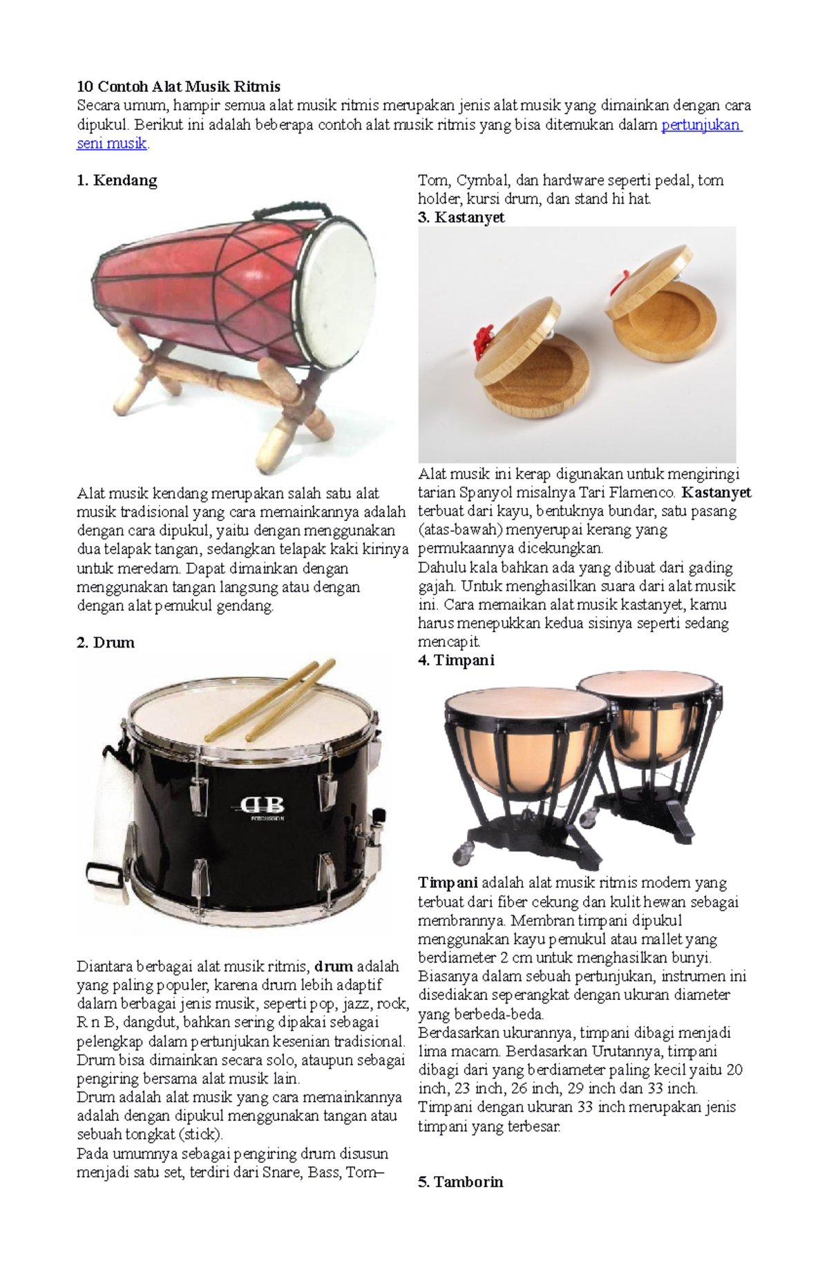 10 Contoh Alat Musik Ritmis dan Melodis untuk Belajar Musik - Studocu