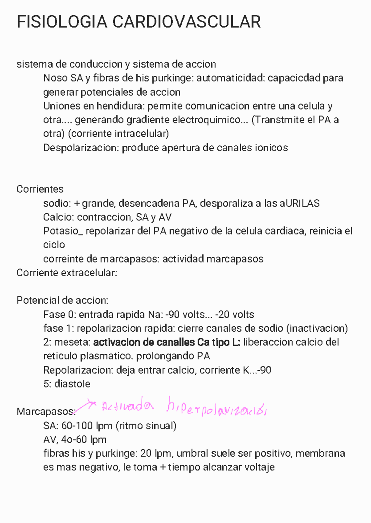 Apuntes de Fisiología Cardiovascular: Sistema de Conducción y Acción ...