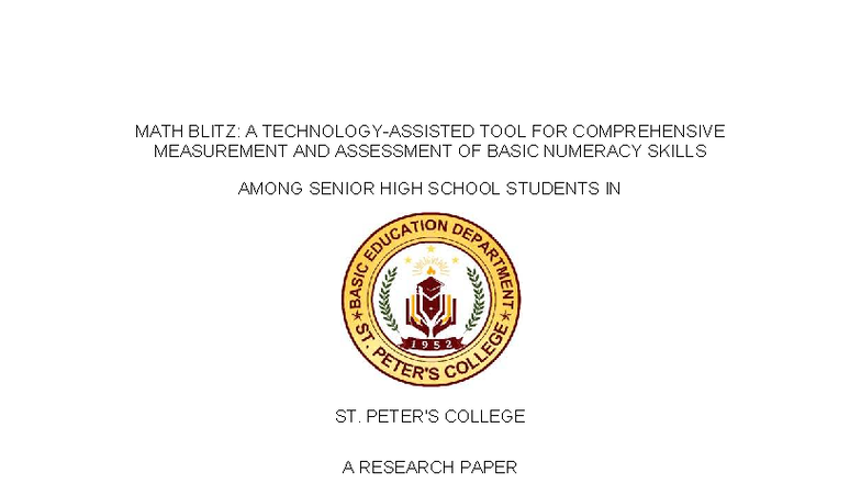 MATH 1: Enhancing Basic Numeracy Skills through Gamification at St ...